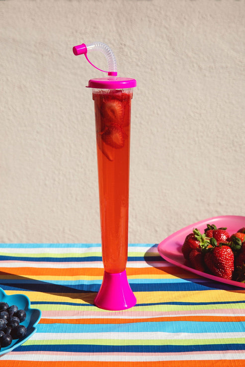 (54 or 108 Cups) Yard Cups with PINK Lids and Straws - 14oz - for Marg ...